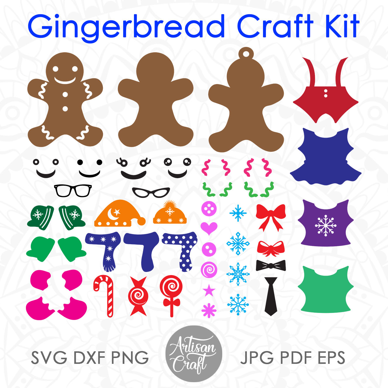 Gingerbread craft kit, Gingerbread cookies craft kit - Design Market
