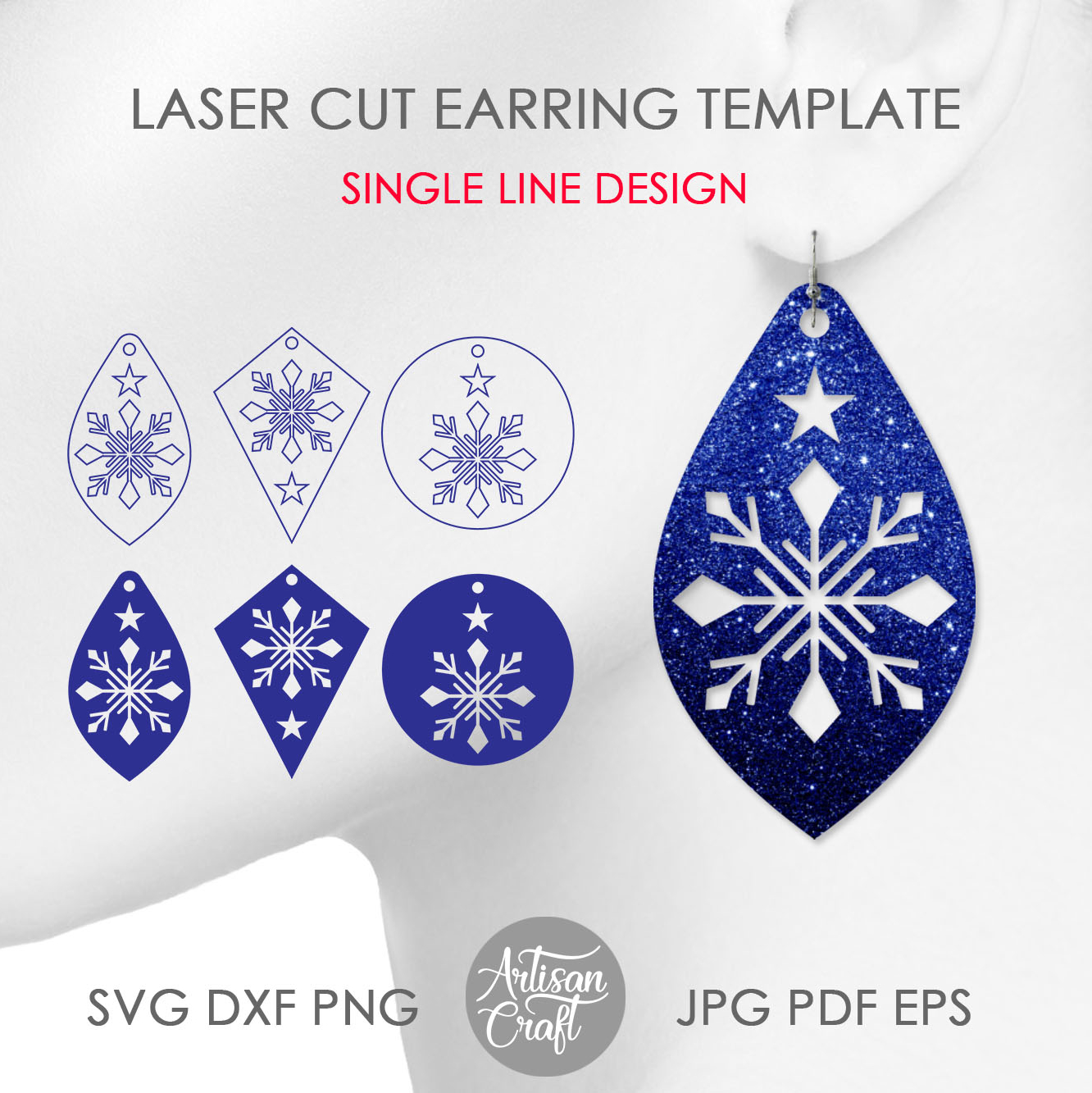 Snowflake earring SVG, laser cut files, single line SVG - Design Market